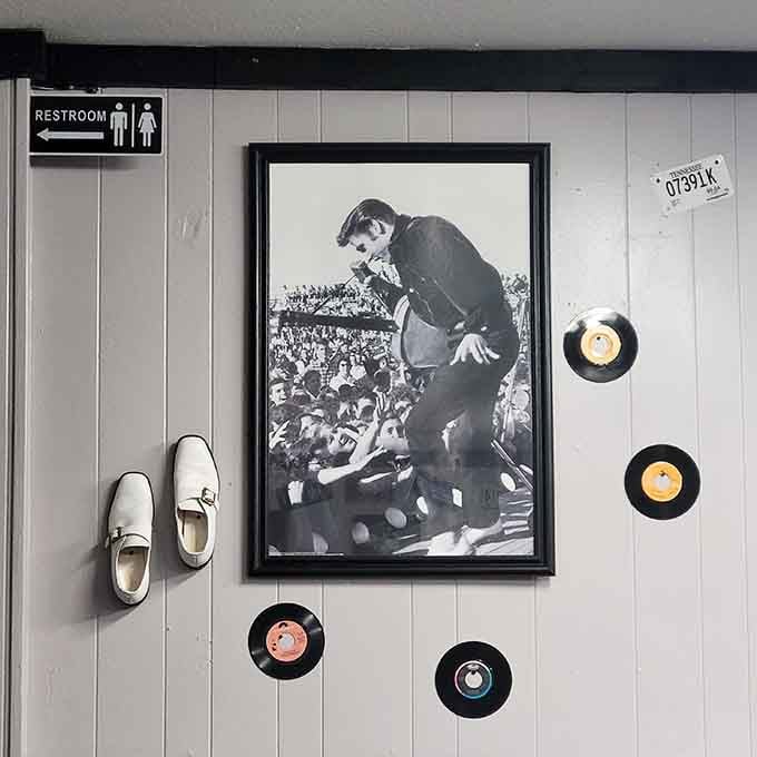 Elvis himself would approve of this wall display celebrating the King and the era he defined.