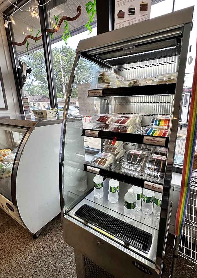 The refrigerated case holds cakes and treats for those special occasions that deserve something extraordinary.