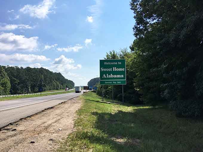 Tree-lined highways and that emerald welcome sign create the perfect "you're almost home" moment every single time.