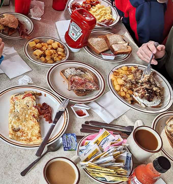 When the table's covered with this much breakfast, you know someone's doing something very, very right in life.