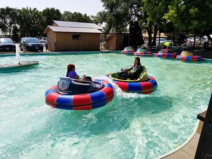 Casey's Amusement Park provides bumper boat fun, because even Viking descendants need to cool off sometimes.
