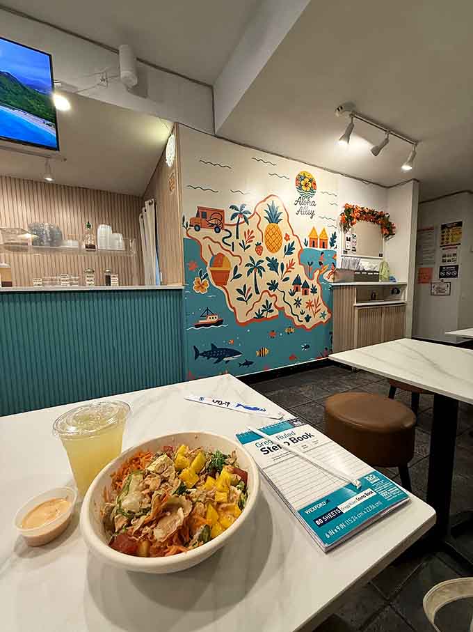 A generous poke bowl that proves you don't need a plane ticket to taste authentic island flavors today.