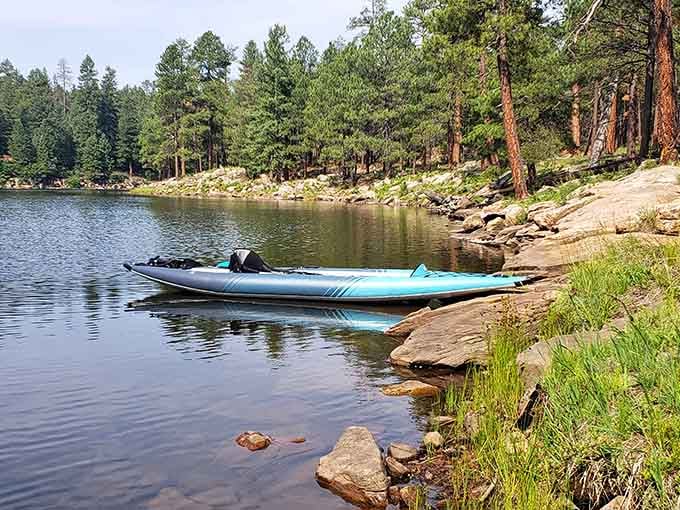 A kayak waiting by the shore is basically an invitation you'd be foolish to decline today.