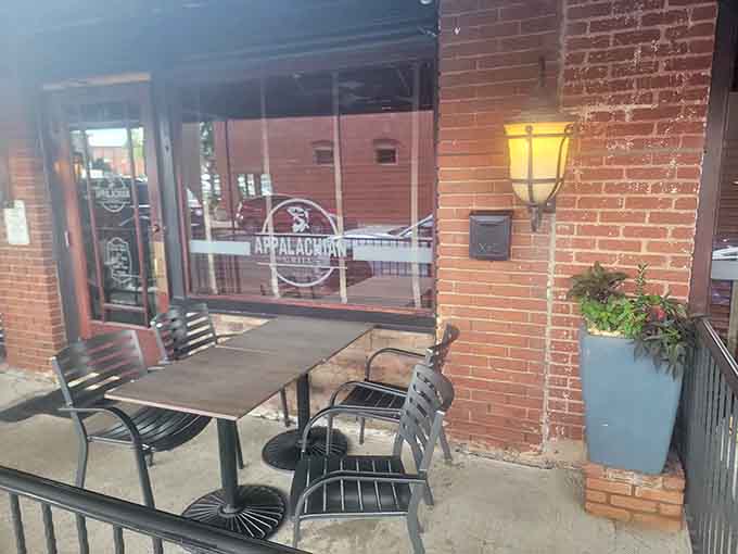 Outdoor patio seating where you can enjoy your meal while watching Cartersville go about its charming business.