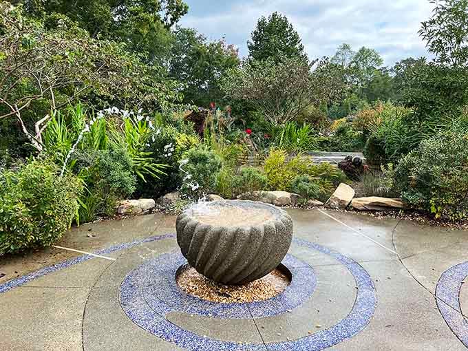 This stone fountain basin creates soothing sounds that make stress melt away faster than ice cream in Georgia summer heat.