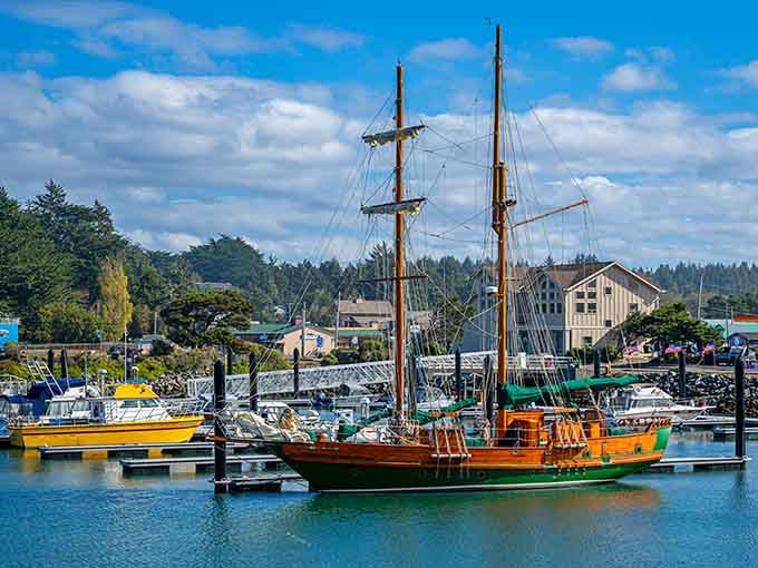 Bandon's working harbor where fishing boats bring in tomorrow's dinner, keeping the town authentic and delicious.