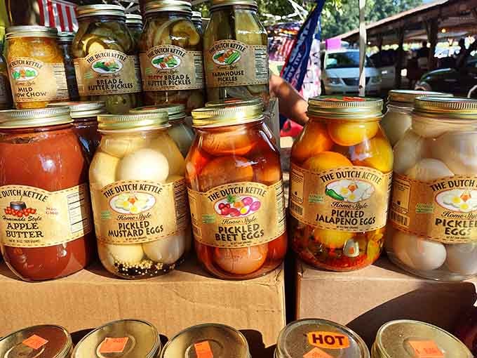 Homemade pickles and preserves bring that farmer's market quality without the farmer's market attitude or parking nightmare.