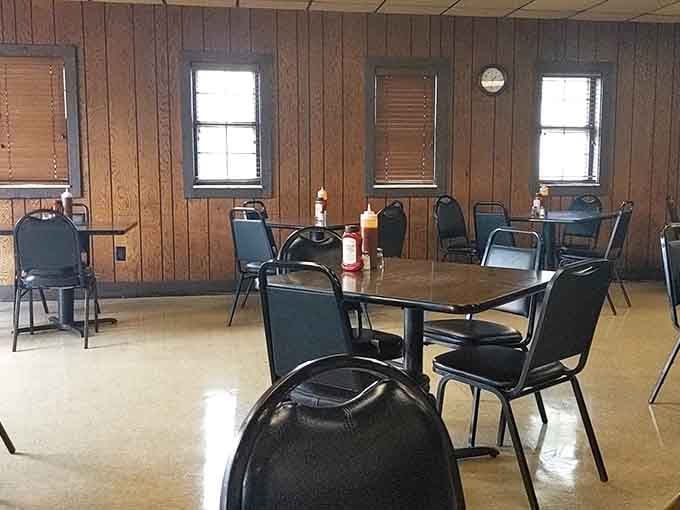 Sunlight streaming through those windows illuminates a dining room where magic happens on every single yellow tray served.