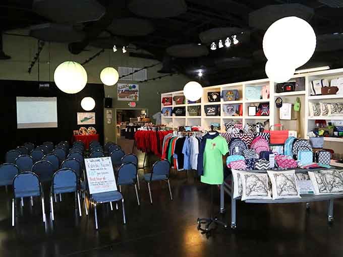 Colorful merchandise fills this quirky space where you can learn about kazoos, because why shouldn't musical instruments be fun?