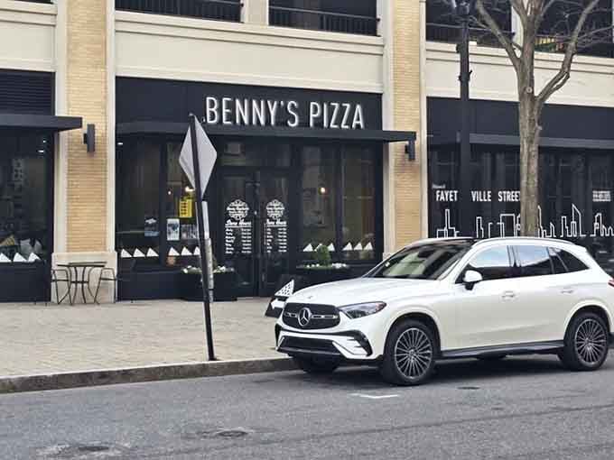Street parking available means you can waddle directly to your car after conquering your enormous slice without hiking.