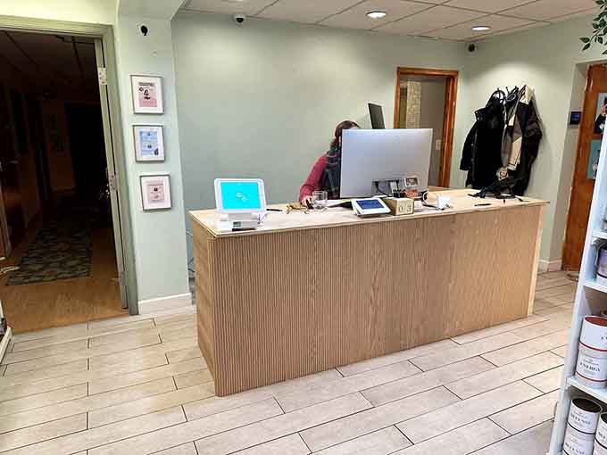 The clean, professional reception desk is your gateway to discovering why Bethesda residents keep this therapeutic gem on their regular wellness rotation.