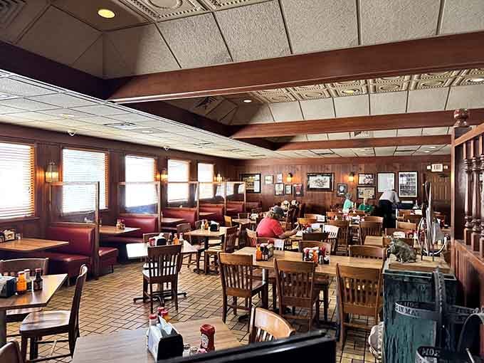 Spacious dining room with booth seating means there's plenty of room for your barbecue pilgrimage.