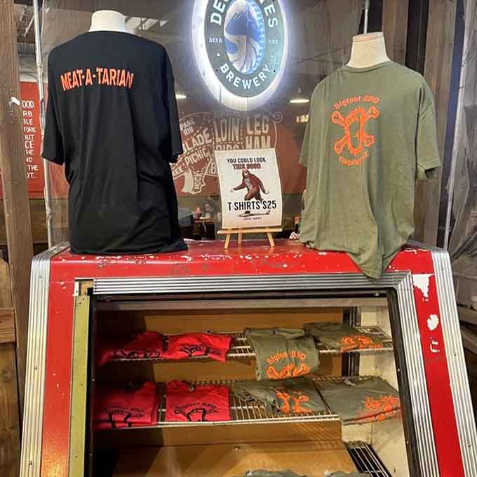 Bigfoot-themed merchandise means you can take home proof that you found the legendary barbecue everyone's been talking about.