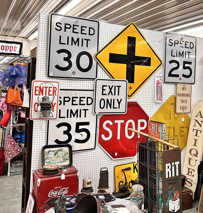 Real road signs and Coca-Cola coolers create the ultimate man cave starter pack, no assembly required.
