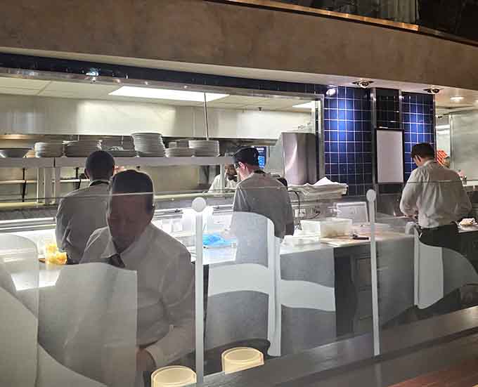 The open kitchen concept means the chefs have nowhere to hide, which is fine when you're this good anyway.