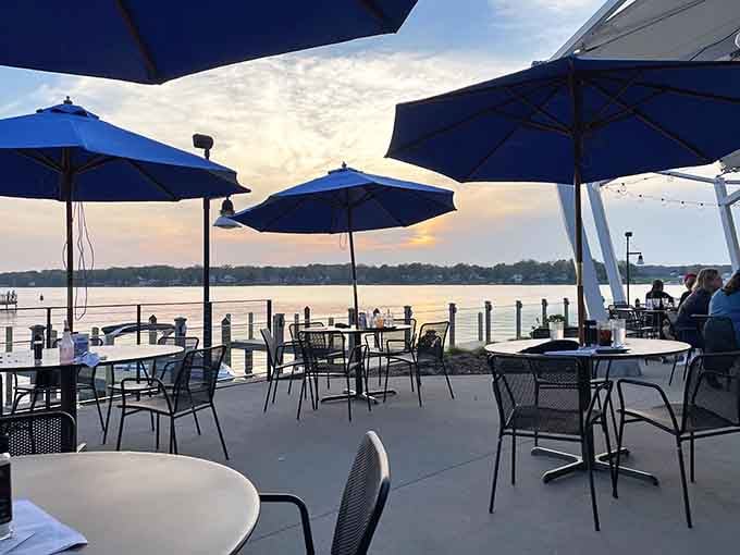 Patio seating at sunset is basically Michigan's answer to Mediterranean dining, minus the passport and jet lag hassles.