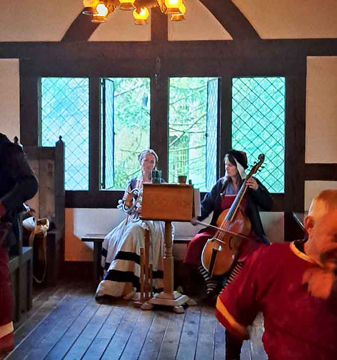 Live period music accompanies your meal because medieval dinner theater is apparently alive and thriving.