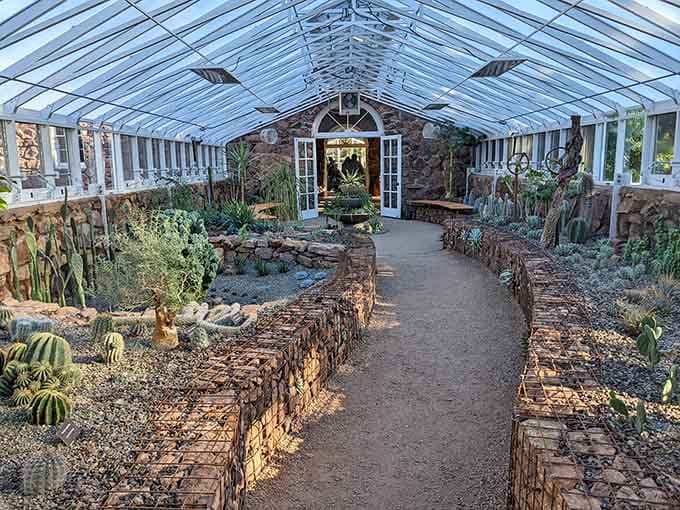 Climate-controlled greenhouses showcasing plants that need a little extra TLC. Even tough desert gardens have their delicate side.