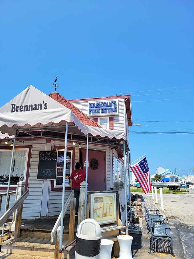 The entrance welcomes visitors like an old friend inviting you in for the catch of the day.