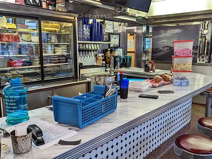 The counter setup gives you front-row seats to watch breakfast magic happen in real time.