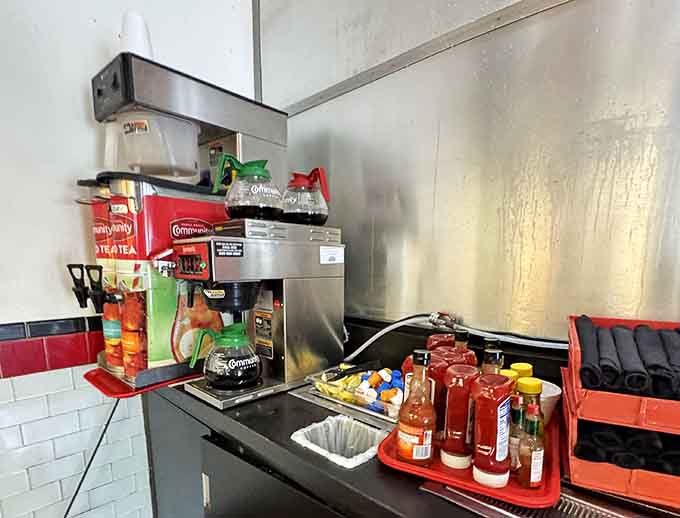 The self-service coffee station and condiment bar let you customize your experience to perfection.