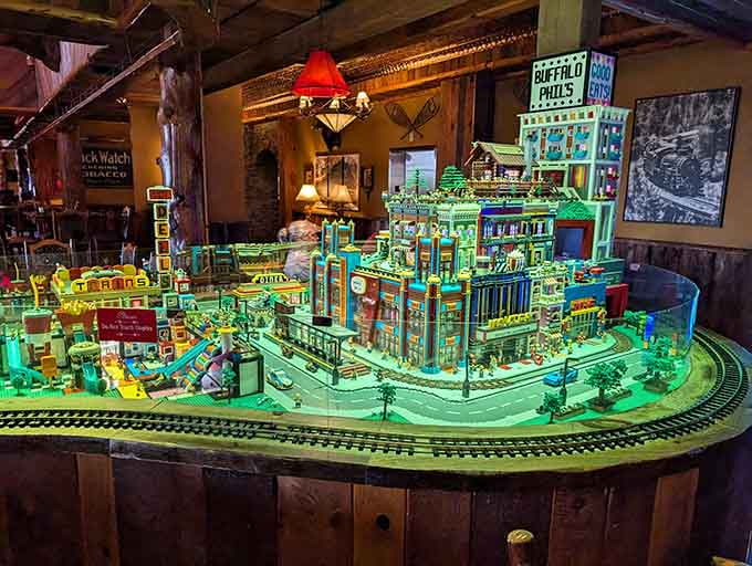 An intricate miniature cityscape display shows the attention to detail that makes this place genuinely special beyond the gimmick.
