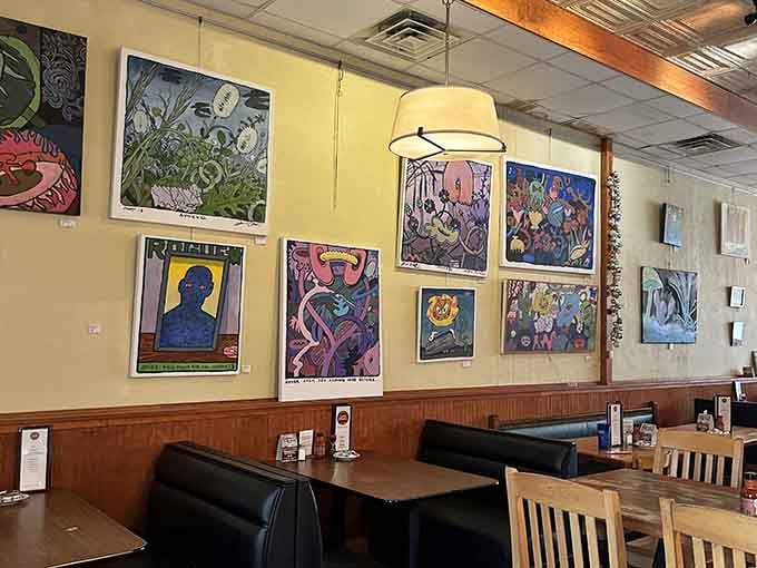 Local art adorning the walls gives this place personality that chain restaurants can only dream about having.