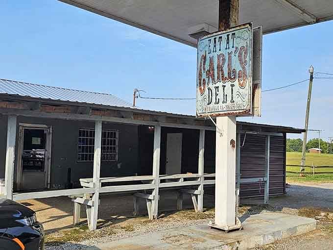The vintage "Eat At Carl's Deli" sign beckons hungry travelers to discover what locals have known for years about this gem.