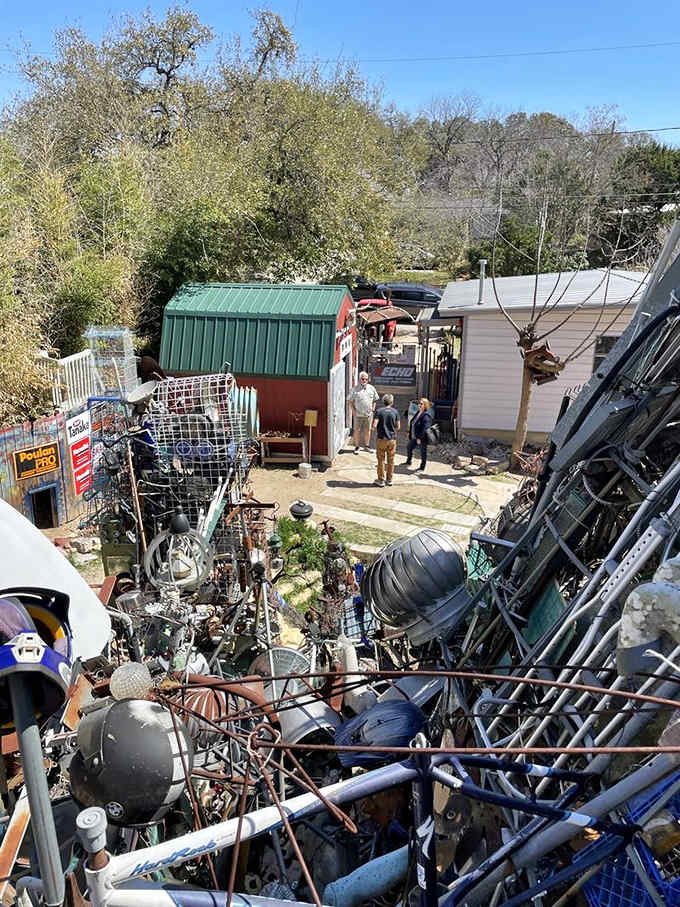 From this height, you can see how one person's vision transformed an ordinary lot into extraordinary art.