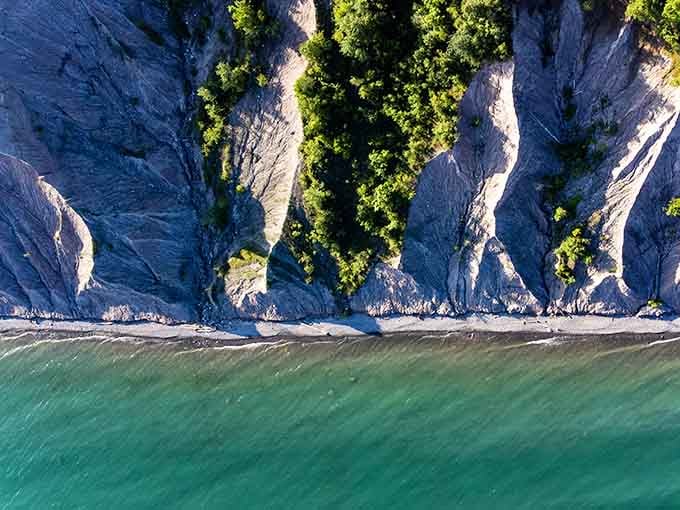 From above, the formations reveal patterns and textures invisible from ground level, like geological secrets finally being shared with curious visitors.