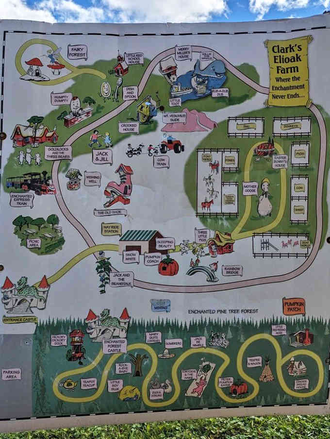 This hand-painted map shows every whimsical corner of the property, proving that getting lost here would actually be half the fun.