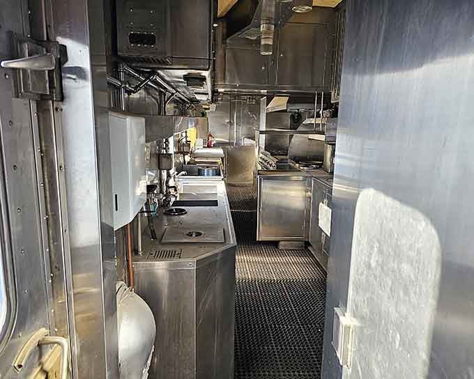 Inside this vintage dining car kitchen, chefs once prepared meals while racing through the Rockies at speed.