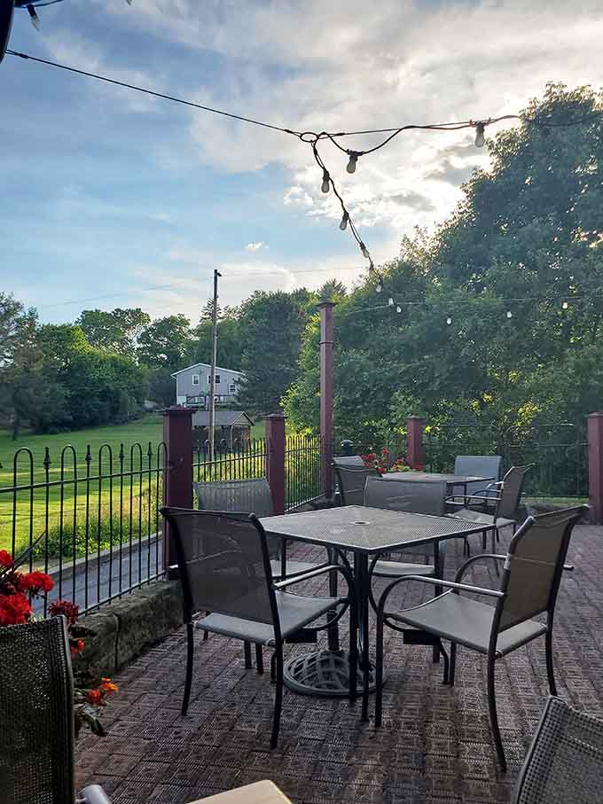 The outdoor patio offers a peaceful spot to enjoy your meal while watching Lancaster's charming neighborhood life unfold.