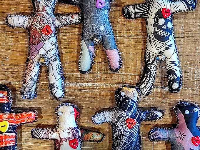 Handcrafted voodoo dolls that are equal parts folk art, cultural tradition, and conversation starters for brave decorators.