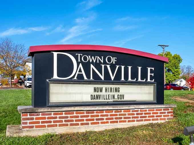 This welcoming sign announces a town confident in its identity, inviting visitors to discover what makes small-town Indiana special.