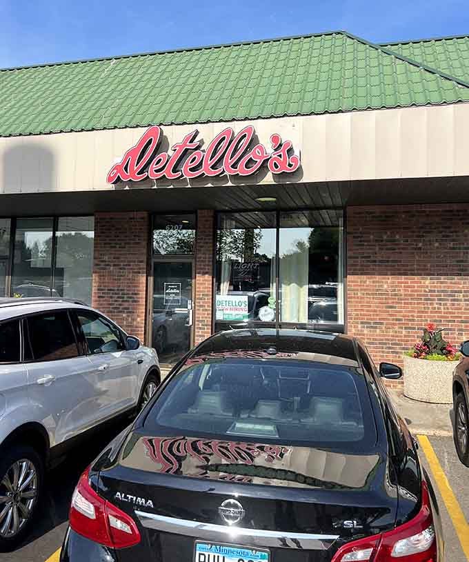 That distinctive green roof makes finding your pizza destination easier than parallel parking an SUV.