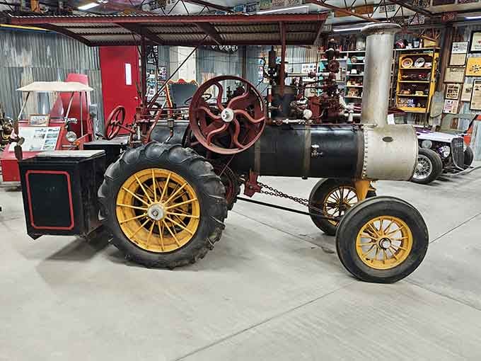 This steam-powered contraption looks like it escaped from a steampunk convention and decided to stay permanently.