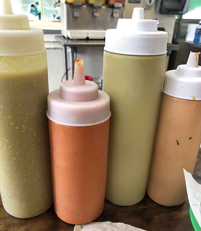 A rainbow of housemade salsas ready to take your meal from great to unforgettable, one squeeze at a time.