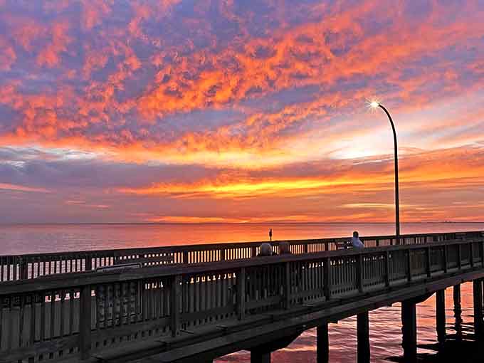 When Fairhope's sky ignites at sunset, the pier becomes front-row seating for nature's most spectacular daily performance.