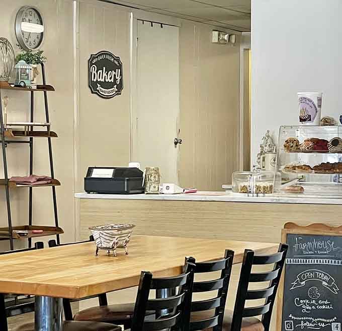 The order counter and bakery case combo means you're never more than a few steps from something delicious.