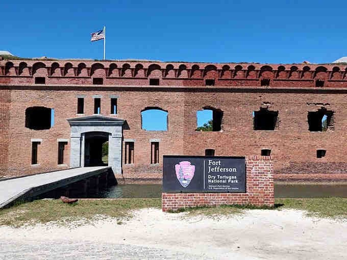 Welcome to Fort Jefferson, where the National Park Service maintains America's most impressively remote brick fortress with excellent signage.