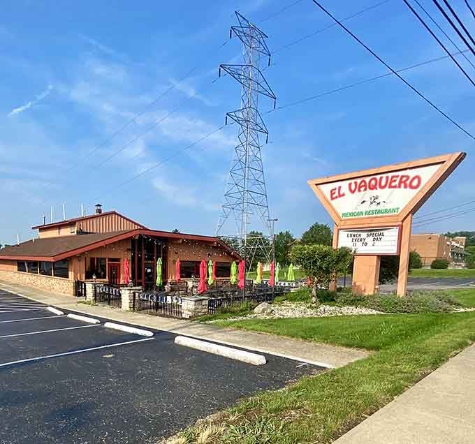 El Vaquero's retro sign and patio promise margaritas and memories in equal measure after your outdoor adventures.