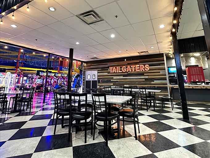 Tailgaters dining area offers the perfect spot to refuel between adventures and contemplate your next strategic move toward maximum fun.