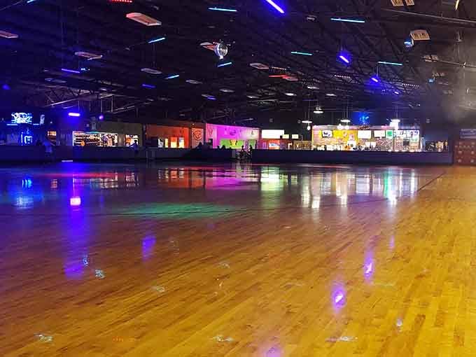 That roller rink gleams under rainbow lights like Saturday Night Fever decided to relocate to South Carolina permanently.