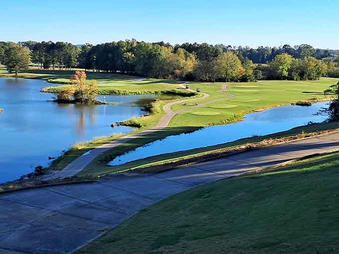 Twin Bridges Golf Club's water hazards look almost too pretty to worry about losing your ball in them.