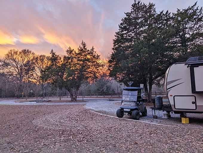 Sunset at the campground painting the sky in colors that no filter could ever improve upon.