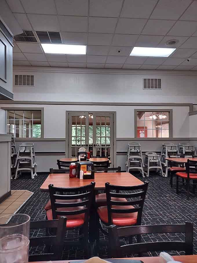 Clean, spacious seating means you can spread out and plan your next plate in comfortable peace.