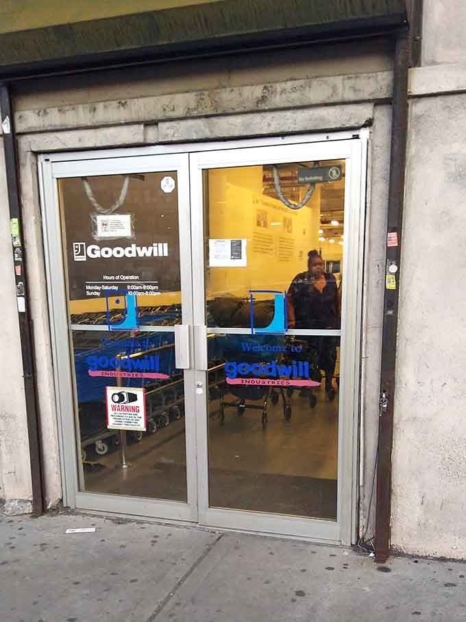 The modest entrance welcomes everyone from fashion students to families proving bargains unite all economic classes.