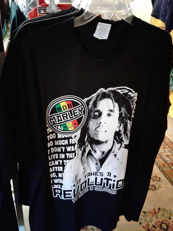 Bob Marley on a t-shirt reminding us that good music and comfortable cotton never go out of style.