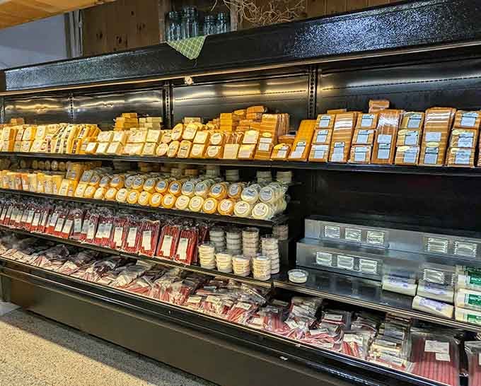 Refrigerated cases packed with cheeses and meats that understand Wisconsin isn't the only state doing dairy right here.